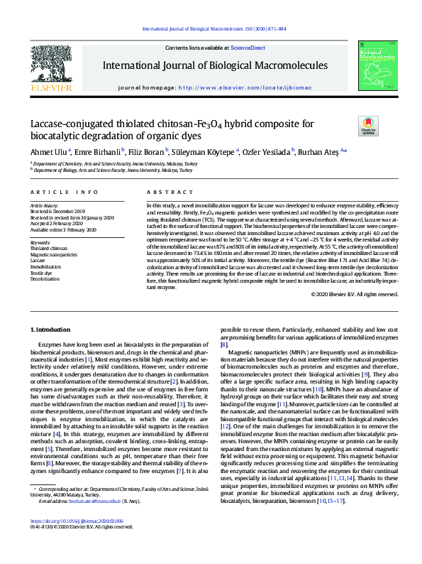 (PDF) Laccase-conjugated thiolated chitosan-Fe3O4 hybrid composite for ...