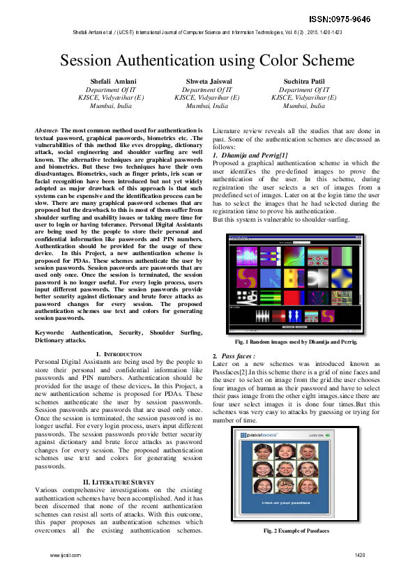 (PDF) Session Authentication using Color Scheme (PDF) Session Authentication using Color Scheme
