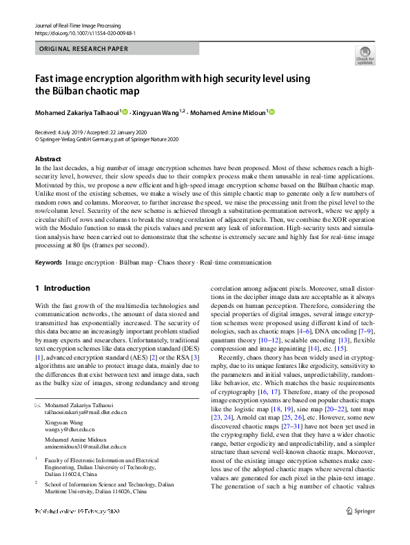 (PDF) Fast image encryption algorithm with high security level using the Bülban chaotic map