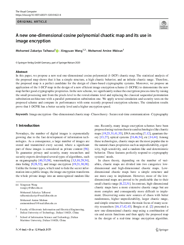 Pdf A New One Dimensional Cosine Polynomial Chaotic Map And Its Use In Image Encryption