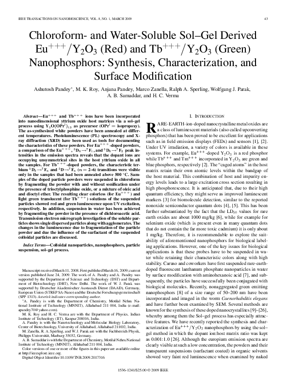 (PDF) Chloroform- and Water-Soluble Sol–Gel Derived $\\hbox{Eu ...