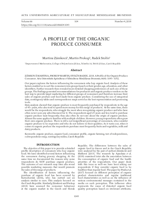 (PDF) A Profile of the Organic Produce Consumer