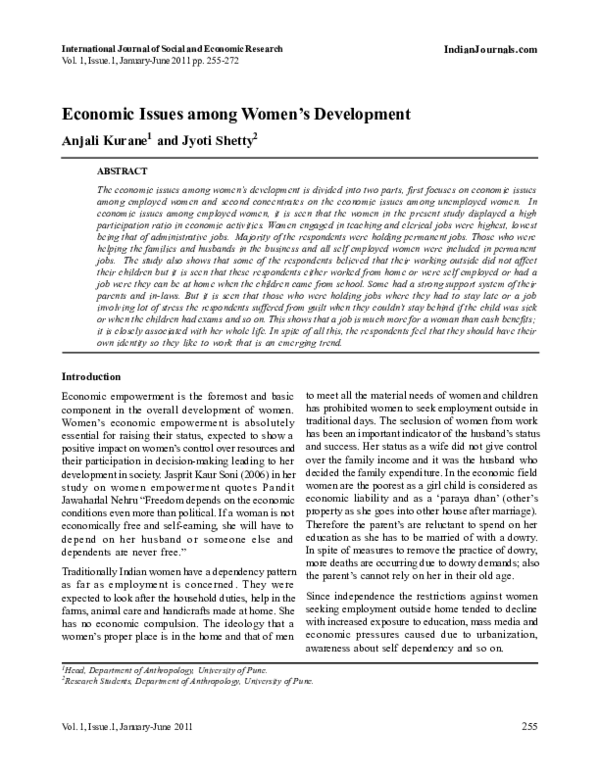 (PDF) Economic Issues among Women's Development