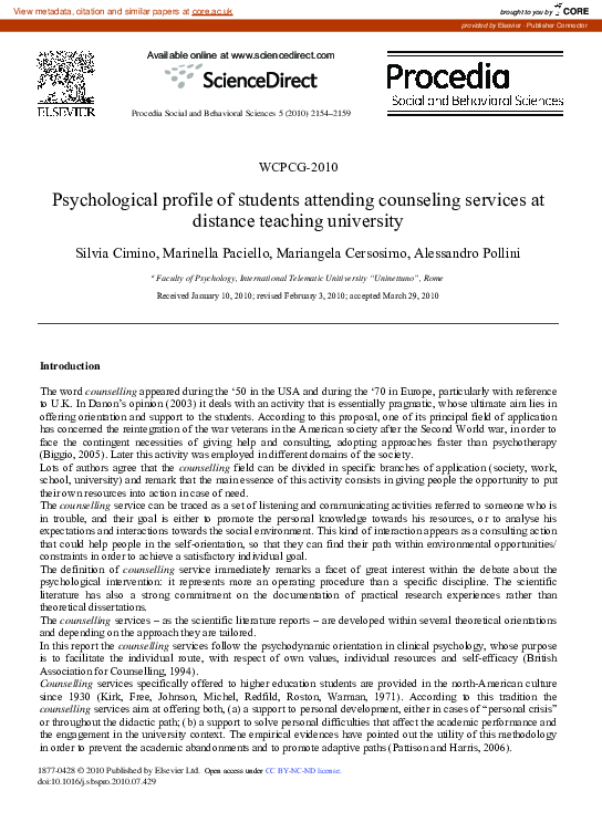 (PDF) Psychological profile of students attending counseling services ...