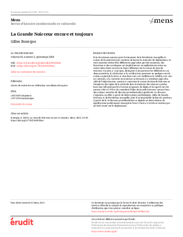 (PDF) La Grande Noirceur encore et toujours