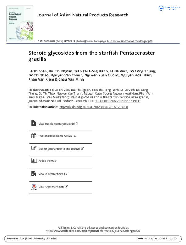 (PDF) Steroid glycosides from the starfish Pentaceraster gracilis
