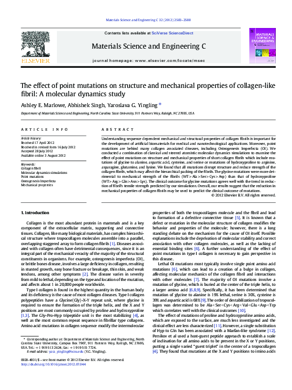 (PDF) The effect of point mutations on structure and mechanical ...
