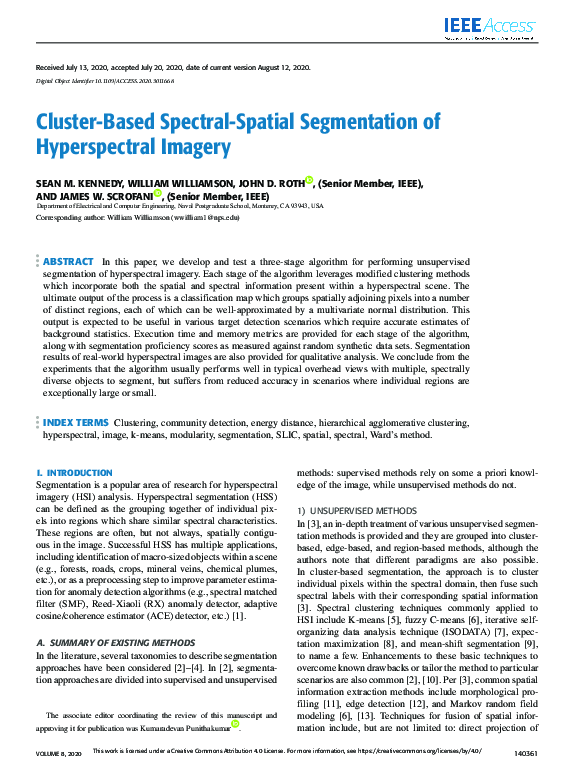 (PDF) Cluster-Based Spectral-Spatial Segmentation of Hyperspectral Imagery