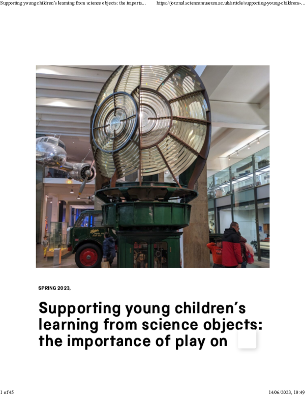 (PDF) Supporting young children's learning from science objects: the ...
