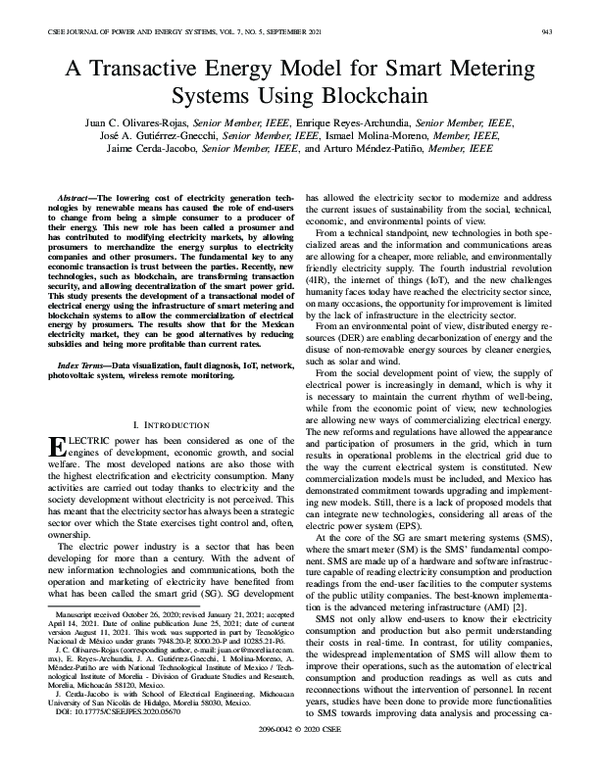 (PDF) A transactive energy model for smart metering systems using blockchain