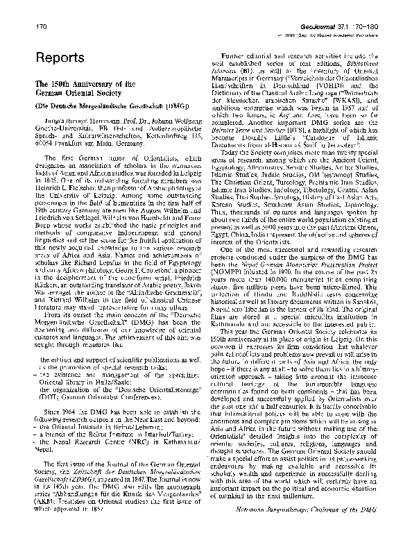 (PDF) The 150th anniversary of the German Oriental Society