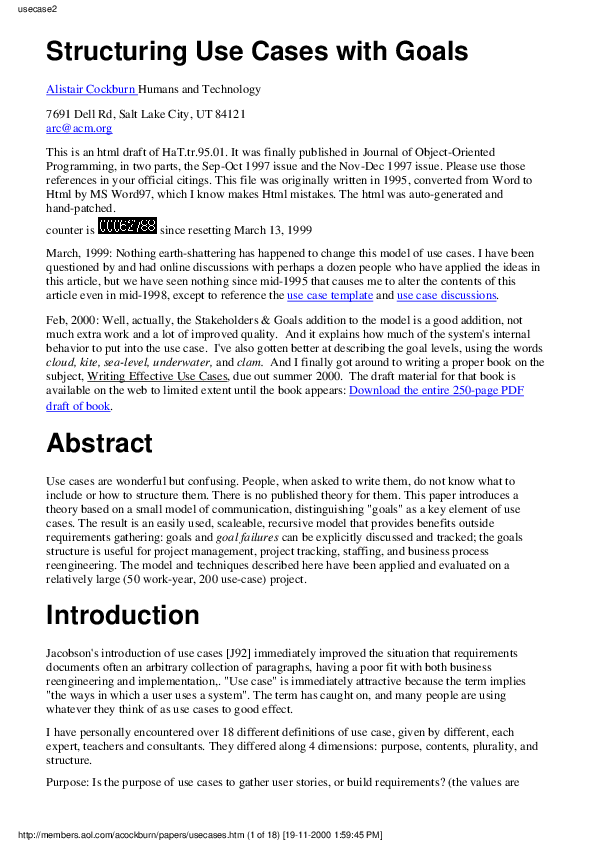 (PDF) Structuring use cases with goals
