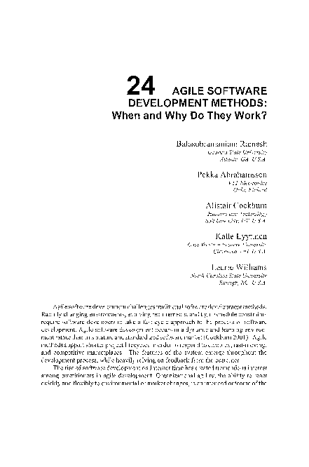Pdf Agile Software Development Methods When And Why Do They Work