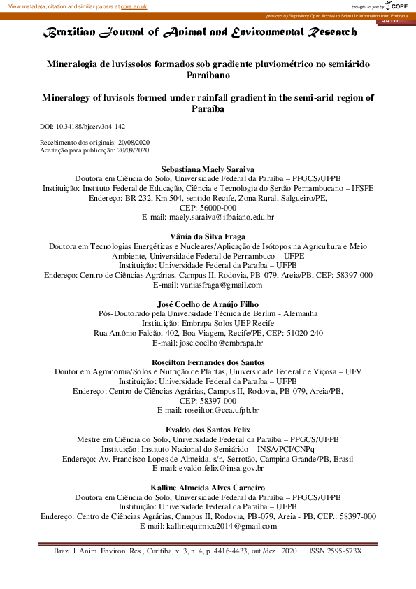 (PDF) Mineralogia de luvissolos formados sob gradiente pluviométrico no ...