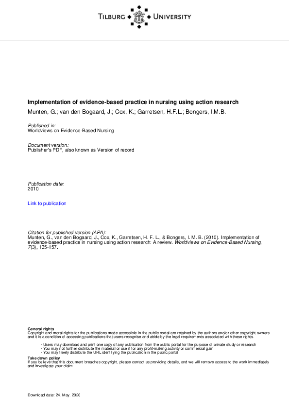 (PDF) Implementing Evidence-Based Practice in Nursing via Action Research