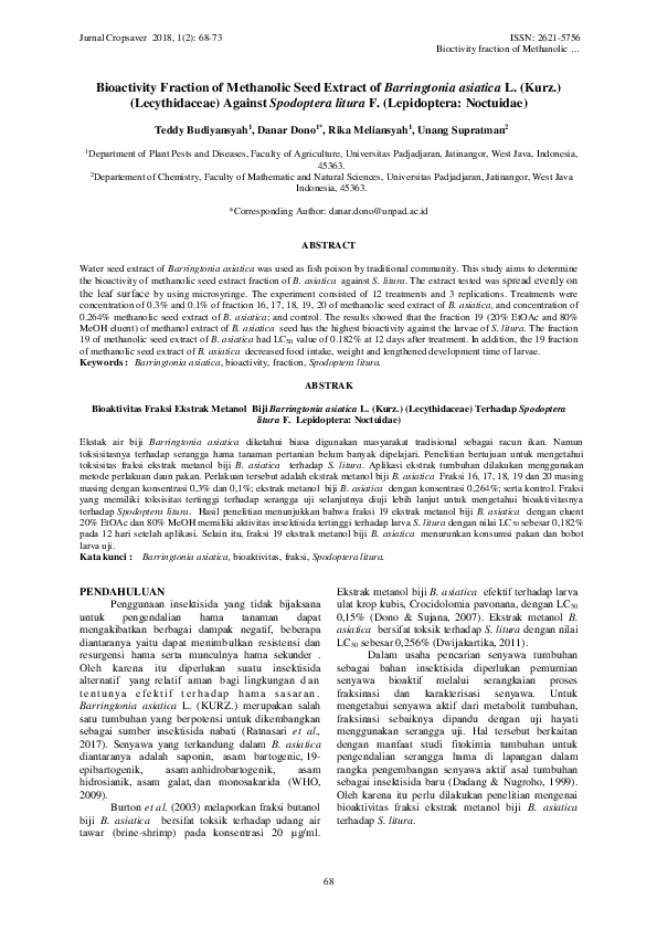 (PDF) Bioactivity Fraction of Methanolic Seed Extract of Barringtonia ...