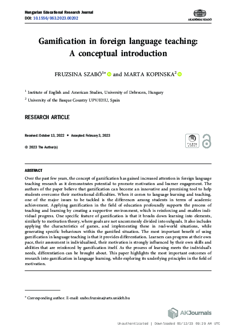 (PDF) Gamification in foreign language teaching: A conceptual introduction