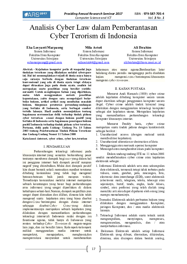 (PDF) Analisis Cyber Law Dalam Pemberantasan Cyber Terorism DI Indonesia | Mila Dewi Astuti ...