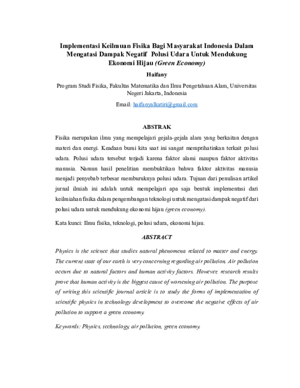(PDF) Implementasi Keilmuan Fisika Bagi Masyarakat Indonesia Dalam ...