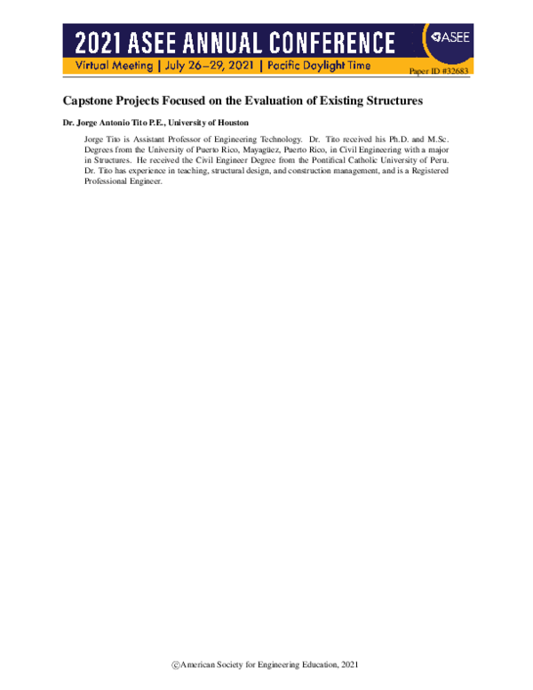 (PDF) Capstone Projects Focused on the Evaluation of Existing Structures