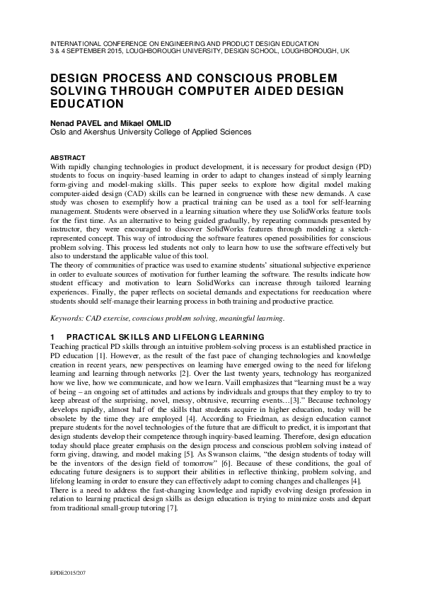 (PDF) Design Process and Conscious Problem Solving Through Computer ...
