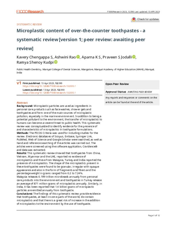 (PDF) Microplastic content of over-the-counter toothpastes - a ...