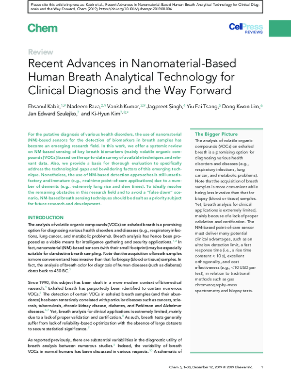 (PDF) Recent Advances in Nanomaterial-Based Human Breath Analytical ...