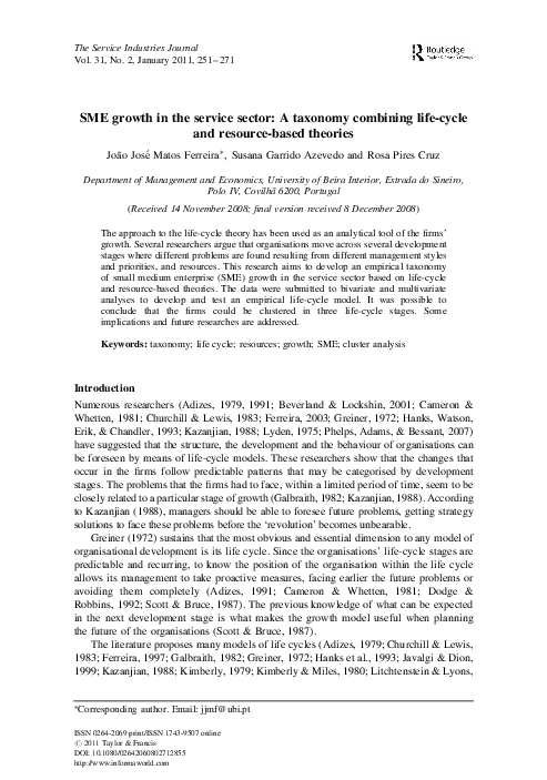 (PDF) SME growth in the service sector: A taxonomy combining life-cycle ...