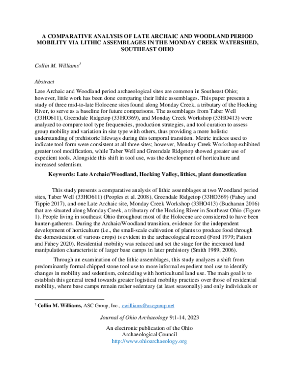 (PDF) A COMPARATIVE ANALYSIS OF LATE ARCHAIC AND WOODLAND PERIOD ...