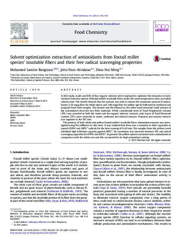 (PDF) Solvent optimization extraction of antioxidants from foxtail millet species’ insoluble ...