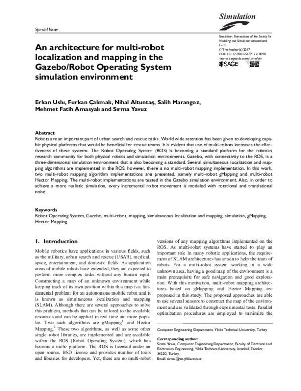 (PDF) An architecture for multi-robot localization and mapping in the Gazebo/Robot Operating ...