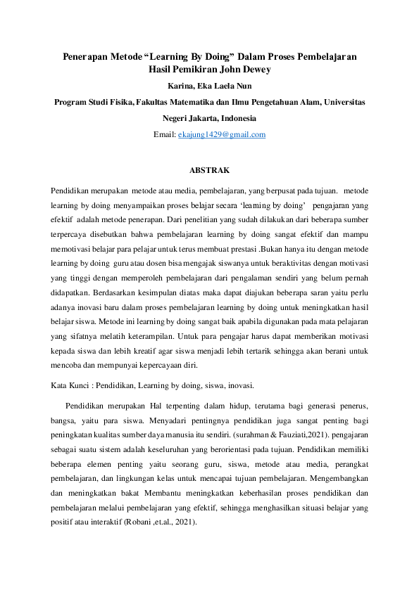 (PDF) Penerapan Metode "Learning By Doing" Dalam Proses Pembelajaran ...