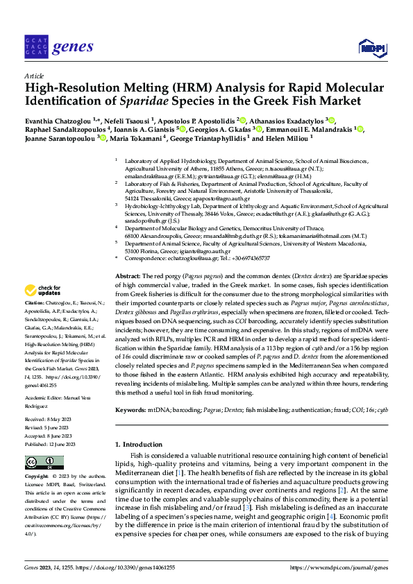 (PDF) High-Resolution Melting (HRM) Analysis for Rapid Molecular Identification of Sparidae ...
