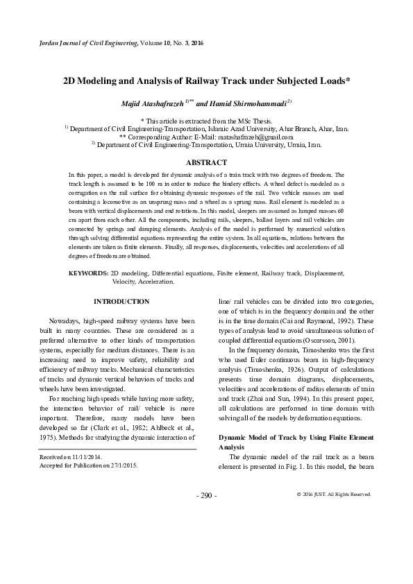 (PDF) 2D Modeling and Analysis of Railway Track under Subjected Loads