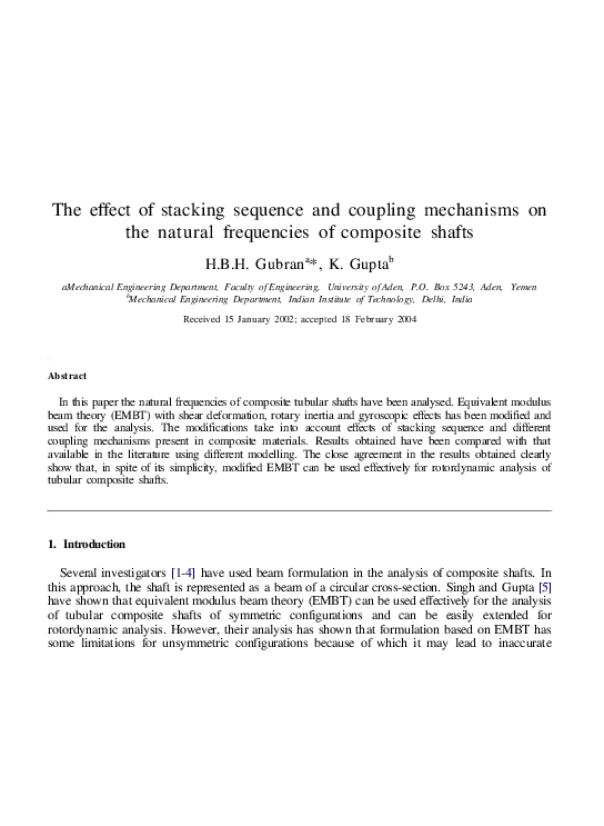 (PDF) The effect of stacking sequence and coupling mechanisms on the ...