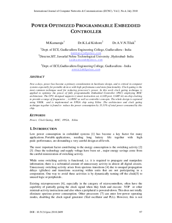 (PDF) Power Optimized Programmable Embedded Controller