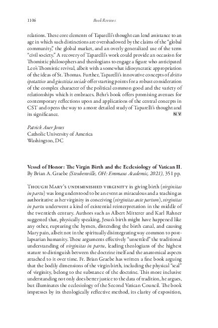 (PDF) Review of Vessel of Honor: The Virgin Birth and the Ecclesiology ...