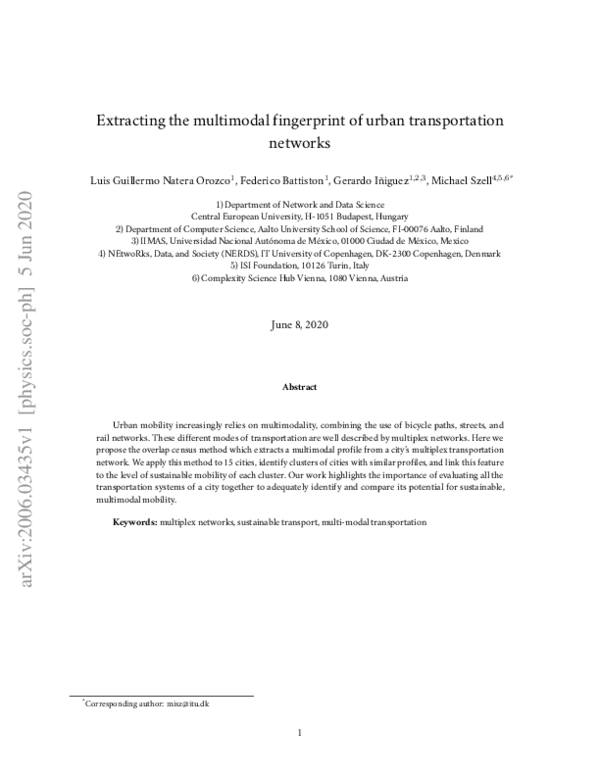 Extracting The Multimodal Fingerprint Of Urban Transportation Networks