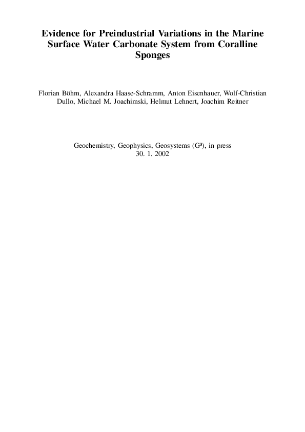 (PDF) Evidence for preindustrial variations in the marine surface water ...