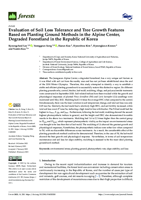 (PDF) Evaluation of Soil Loss Tolerance and Tree Growth Features Based ...