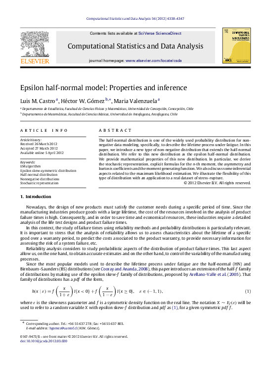 (PDF) Epsilon half-normal model: Properties and inference