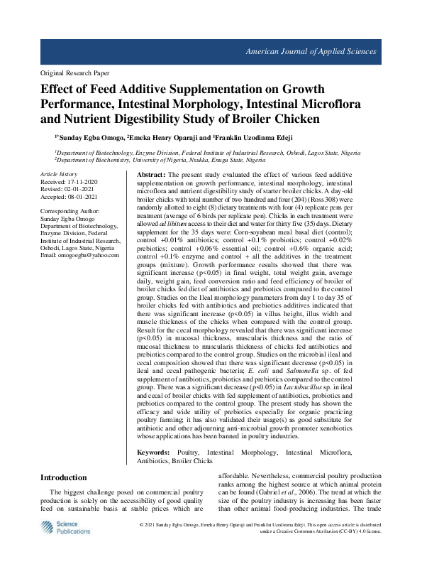 (PDF) Effect of Feed Additive Supplementation on Growth Performance ...