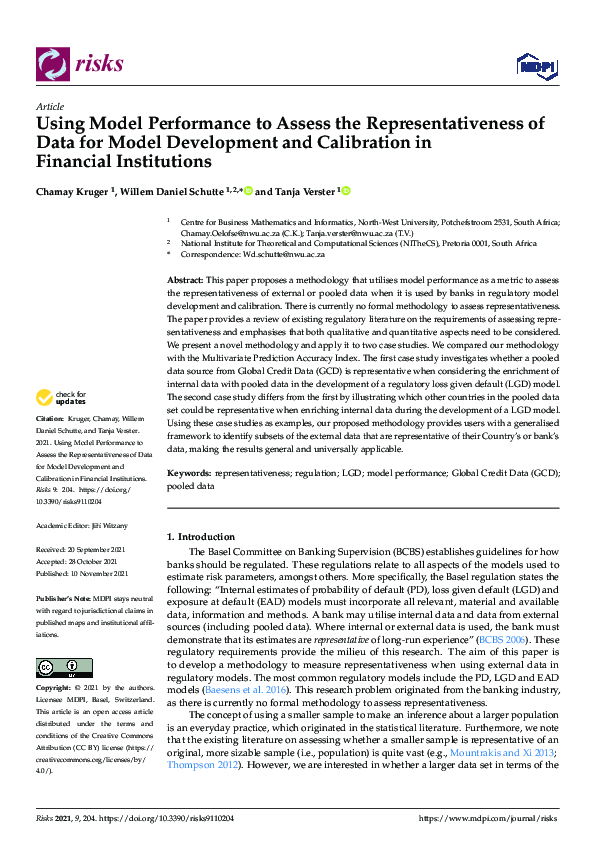 (PDF) Using Model Performance to Assess the Representativeness of Data ...