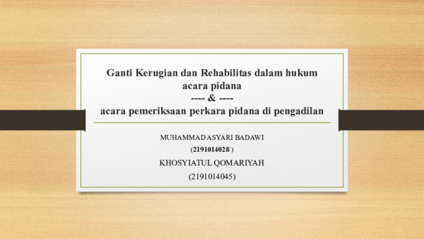 (PPT) Ppt ganti rugi rehabilitasi dan bentuk p