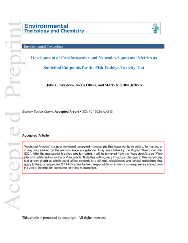 (PDF) Development of cardiovascular and neurodevelopmental metrics as ...