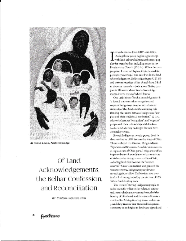 (PDF) Of Land Acknowledgements, the Belhar Confession, and Reconciliation