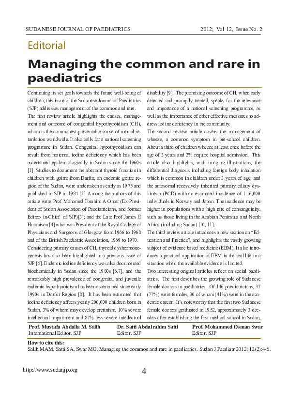(PDF) Managing the common and rare in paediatrics