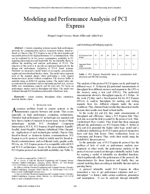 (PDF) Modeling and Performance Analysis of PCI Express