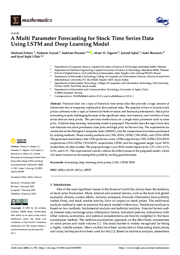 (PDF) A Multi Parameter Forecasting for Stock Time Series Data Using LSTM and Deep Learning Model
