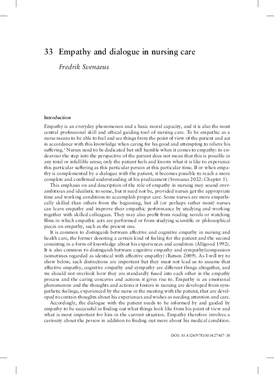 (PDF) Empathy and Dialogue in Nursing Care